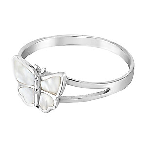 AeraVida Carefree Fluttering Butterfly White Mother of Pearl .925 Sterling Silver Ring | Cute Wedding Rings For Women | Casual Comfort Fit Silver Rings for Women | Butterfly Ring | Gift for Women (8)