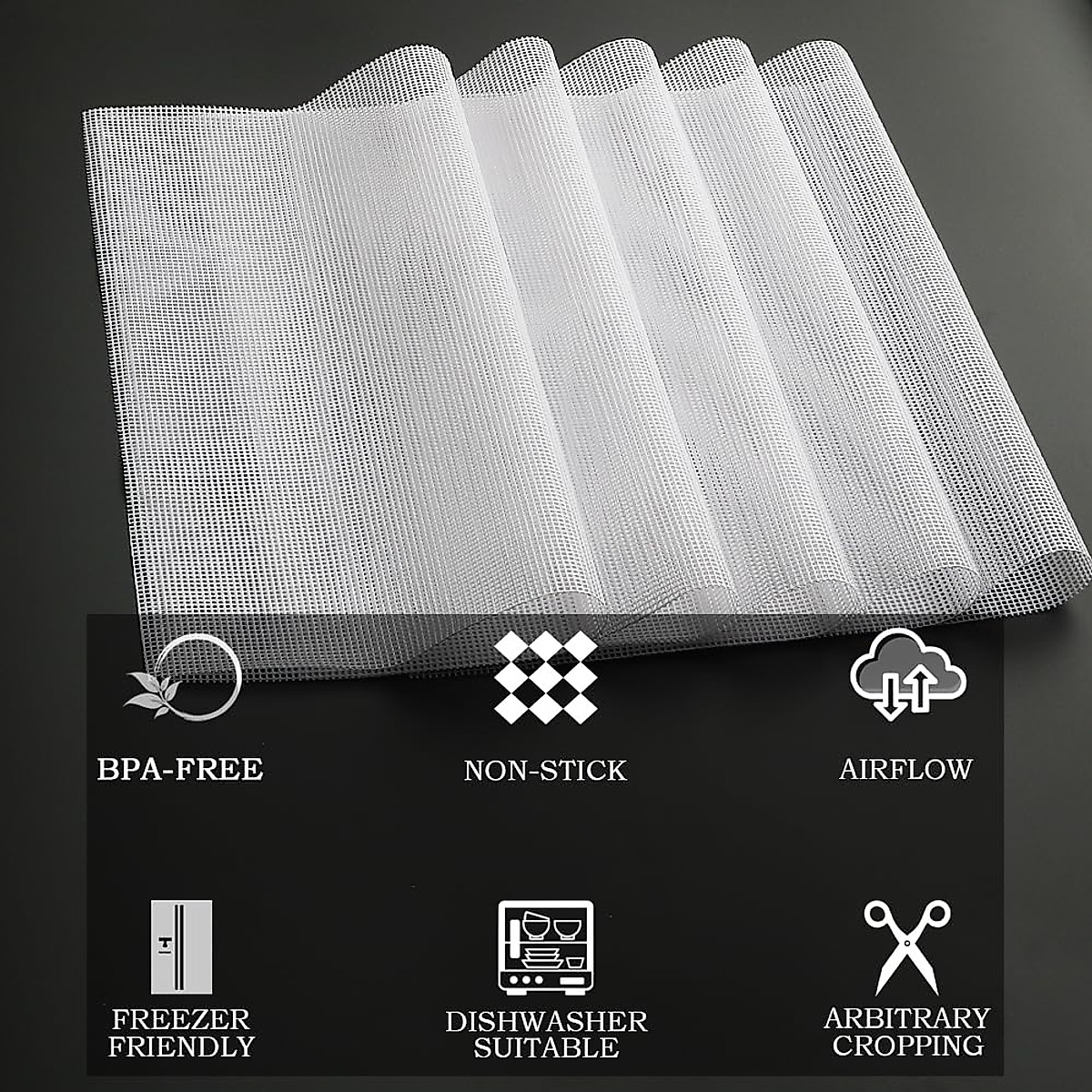 Silicone Mesh Dehydrator Sheets for COSORI Food Dehydrator CFD-P501-SUS. 9 * 10 inch 5pcs/sets Compatible 5 Stainless Steel Trays Dryer Machine.