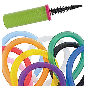 Qualatex 260Q Traditional Assortment Biodegradable Latex Balloons (100-Units) with 1 Dual Action Inflator Pump