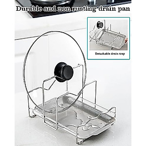 YQh lid holders for pots and pans,Pot Lid Holder,Multifunctional Lid and Spoon Rest Rack with Drip Tray for Pot Lids,cutting board holder stand,pan holder,Bakeware Organizer Rack Holder, Pot Organizer