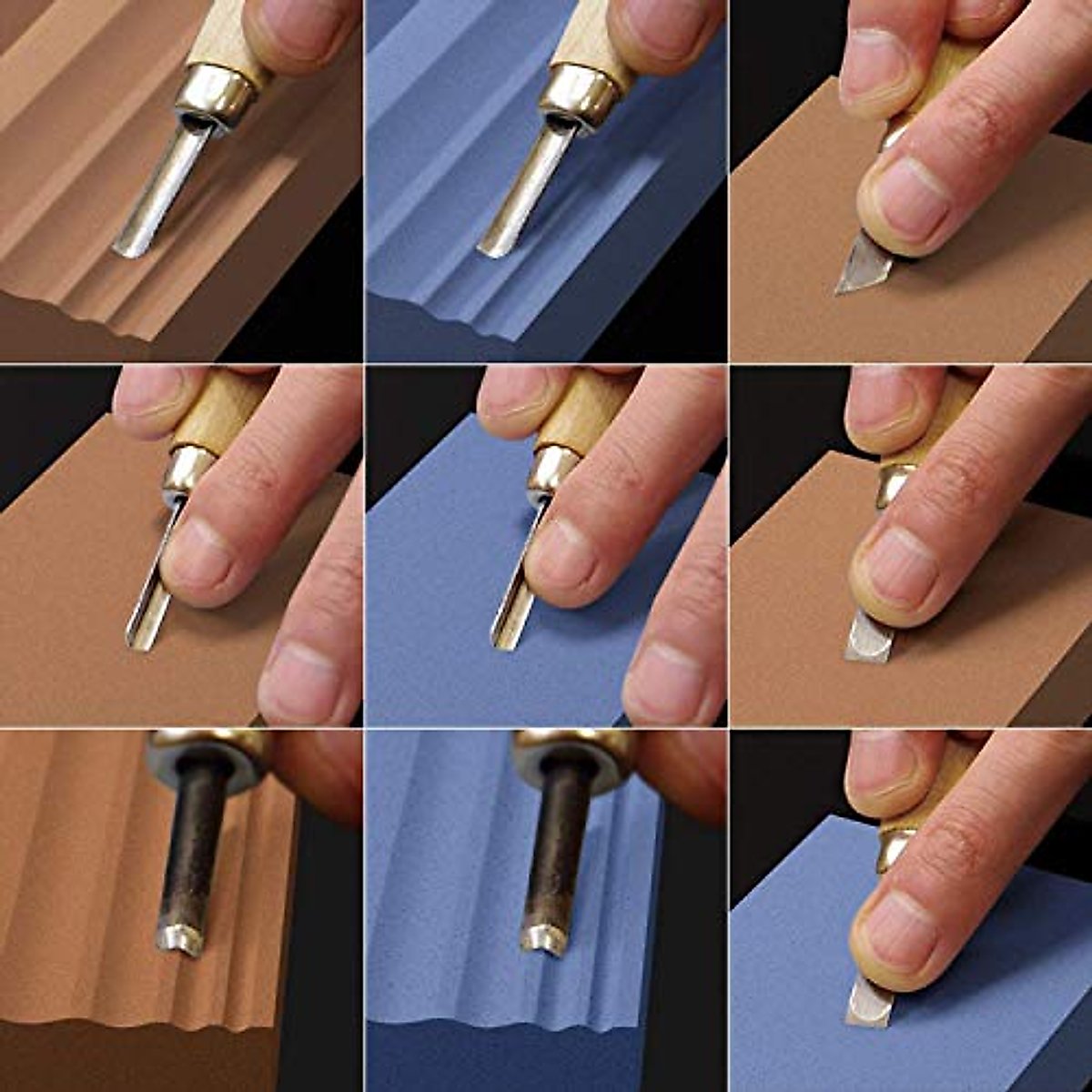Sharp Pebble Sharpening Stones for Wood Carving Tools-Two Whetstones Grit 400 & 1000 Gouge Sharpener- Waterstone Sharpening System for Wood Carving Knives & Chisels with Non-Slip Bamboo Base