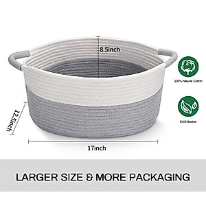 Medium Rope Basket with Handles, Medium Storage Basket, 17 "L x 12.5" W x 8.5 "H, Home Decor Basket, Towel Basket, Book & Magazine Storage Basket