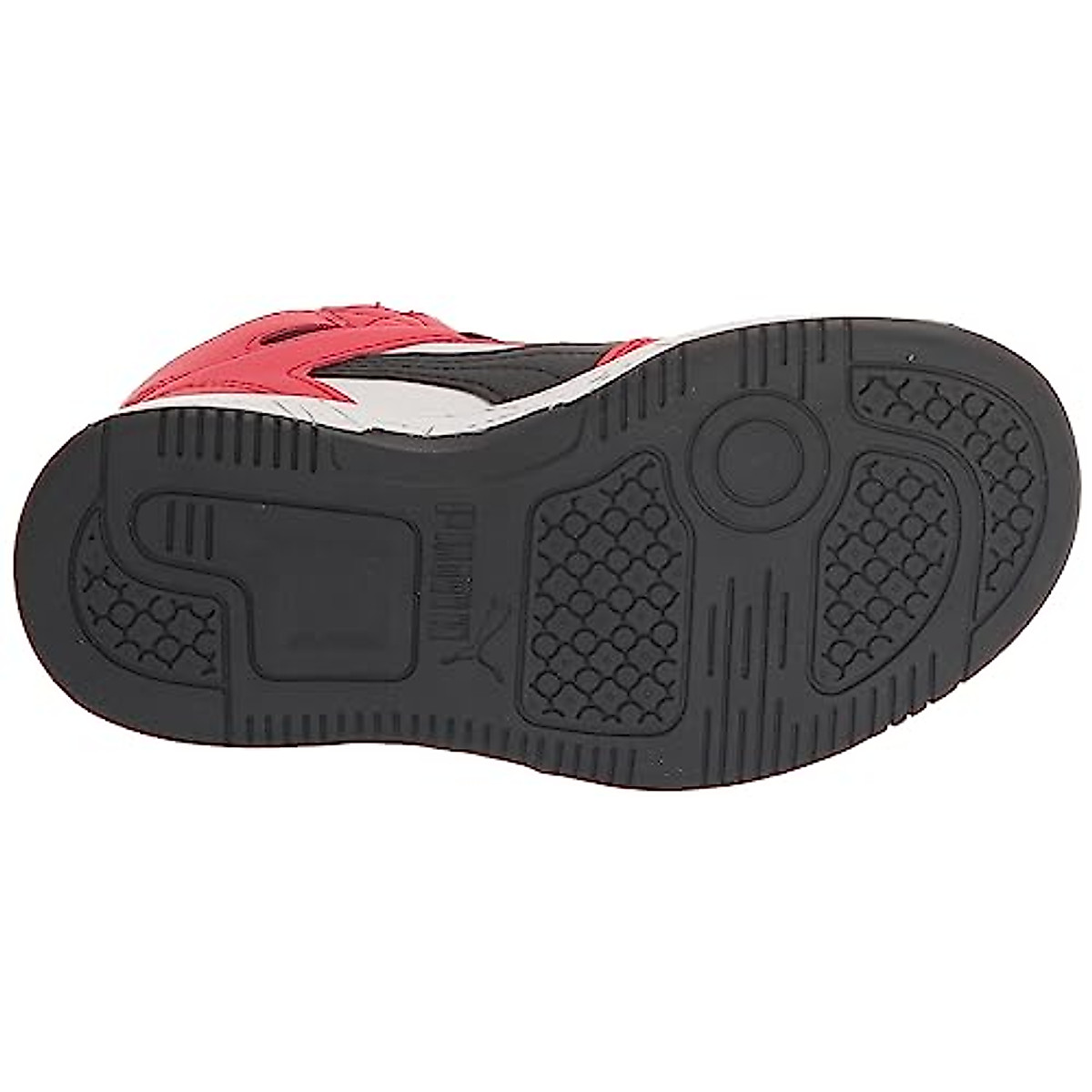 PUMA Rebound Layup Mid Sneaker, Scratch White Black-for All Time Red, 5 US Unisex Big Kid