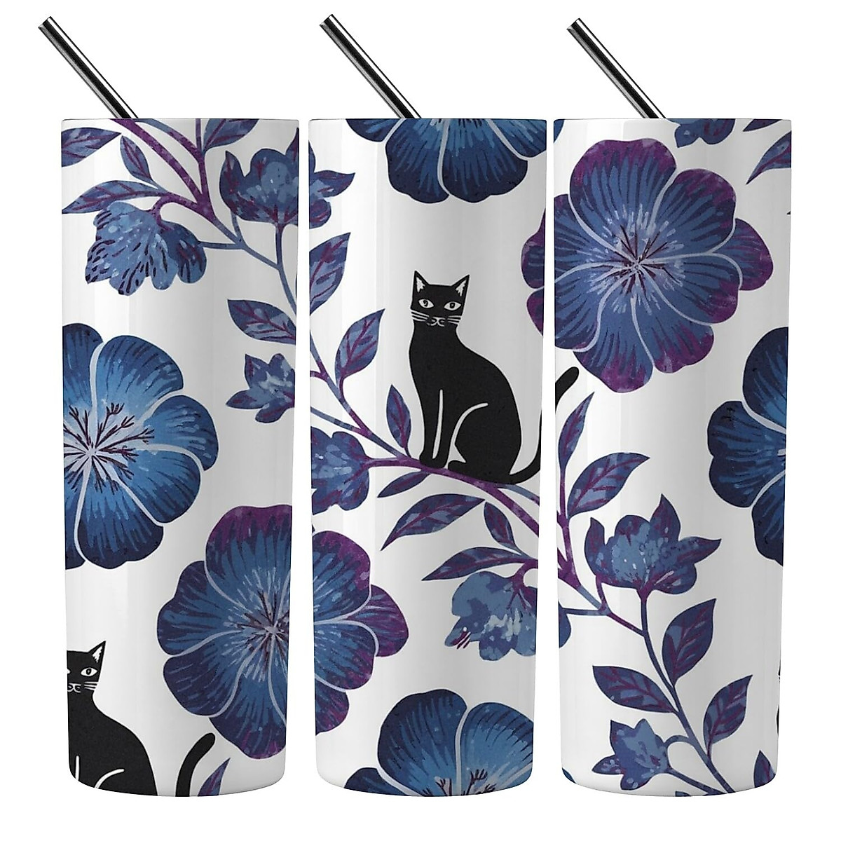 Medpol Cute black cat tumbler with lid and straw 20 oz insulated tumbler cups Cute black cat insulated travel coffee mugs for women cute sippy cups stainless insulated travel cups