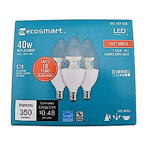 EcoSmart 40W Equivalent Soft White Clear LED Light Bulbs B11 Candelabra Base (3-Pack)