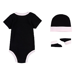 Nike Baby Girl's Hat Bodysuit Bootie Set (Infant) Black 0-6 Months