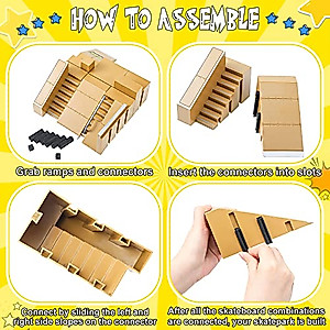 37 Pcs Skate Park Kit Finger Skateboard Ramp Fingerboard Skatepark Finger Boarding Skate Park Mini Finger Toys Set Including Finger Bike Skateboards Swing Board with Adjustment Tools for Training Prop