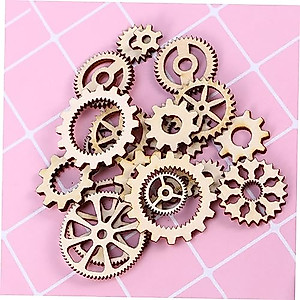 ibasenice 300 Pcs Wooden Gear Wood Chips Wood Gear Cutout Vintage Gears Charms Wooden Shapes to Paint Wooden Steampunk Gear Retro Toys DIY Gear Wood Chips Christmas Wood Carving Child