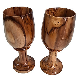 collectiblesBuy Handmade Rustic Dark Brown Wooden Wine Glass Vintage Wood Goblet Drinkware Cup Set of 2