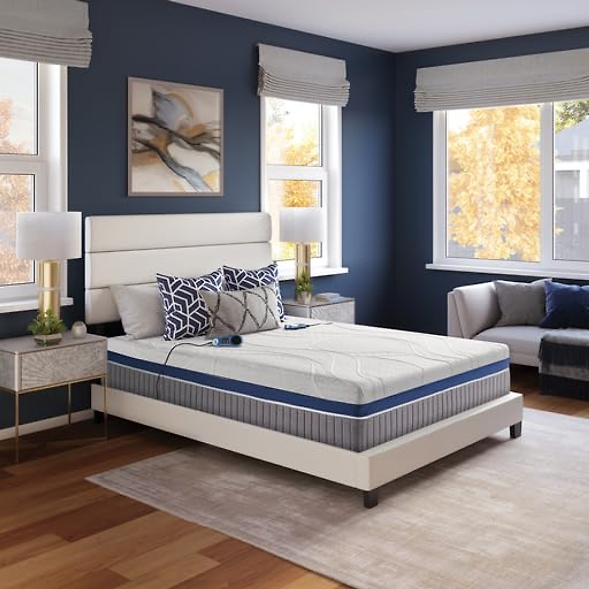 Queen 12-inch Night Air Smart Zone Bed, Adjustable 2-Chamber Design, Dual Zone Comfort Firmness Control, Liquid Gel, Latex Foam Pressure Relief, Cooling Ice Lux Removable Washable Cover, Mattress Only