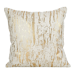 Fennco Styles Distressed Metallic Foil Design Cotton Throw Pillow Cover 20 x 20 Inch - Gold Throw Pillow Case for Couch, Living Room and Bedroom Décor