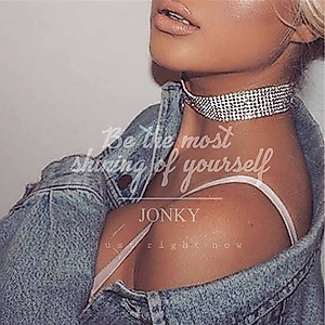 JONKY Rhinestone Choker Necklace Silver Crystal Necklaces 8 Row Chokers Sparkly Neck Chain Collar Prom Jewelry for Women