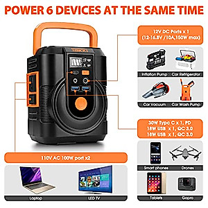 111Wh Portable Power Station, Takki Camping Solar Generator Power Bank with AC Outlet USB DC Port, Portable Charger Battery Pack for Fan, Camping, Laptop, School, Home, Emergency Backup
