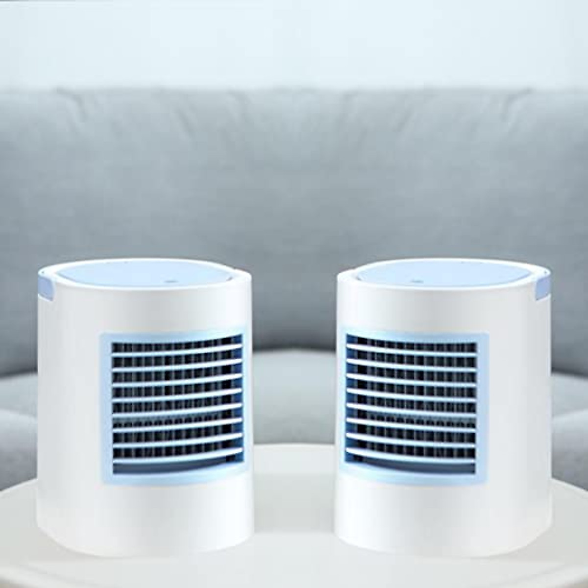 NOLITOY Portable Air Conditioner Fan, Mini Air Cooler Oval USB Air Cooling Fan for Home Office Outdoor Personal Use (Blue)