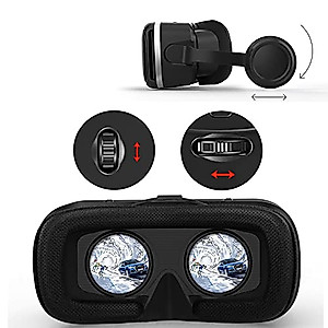 3D VR Glasses Virtual Reality Headset Goggles w/ Headphones for iPhone 14 13 12 11 Pro XR XS X 8 7 6S 6 Plus Samsung Galaxy S10 S9 S8 S7 S6 Edge + BLU Advance 5.2 A4 Vivo Go Dash XL X8 etc, Black