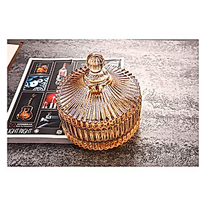 CHOOLD Luxury Colorful Tent Shaped Crystal Candy Jar with Lid,Clear Glass Apothecary Jar Wedding Candy Buffet Jar Food Jar (10oz/24oz) (Amber-L)
