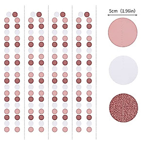 Rose-Gold Party Decorations Paper Garland Bachelorette Shower Engagement Wedding Birthday Party Bunting 2Ft Rose Gold Pink White Hanging Decoration Streamer 2 Pack Glitter Sprinkles Paper Triangle