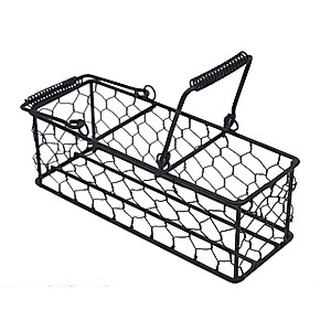Mason Jar Lifestyle Caddy for 3 Pint Mason Jars in Chicken Wire with Wire Wrapped Handles