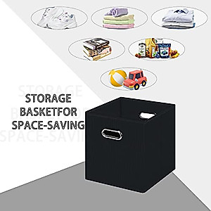 DABEACT Black Foldable Storage Cubes Bins , Fabric Storage Bins Cubes Organizer Baskets with Dual Handles for Bedroom Set of 2,(Black)