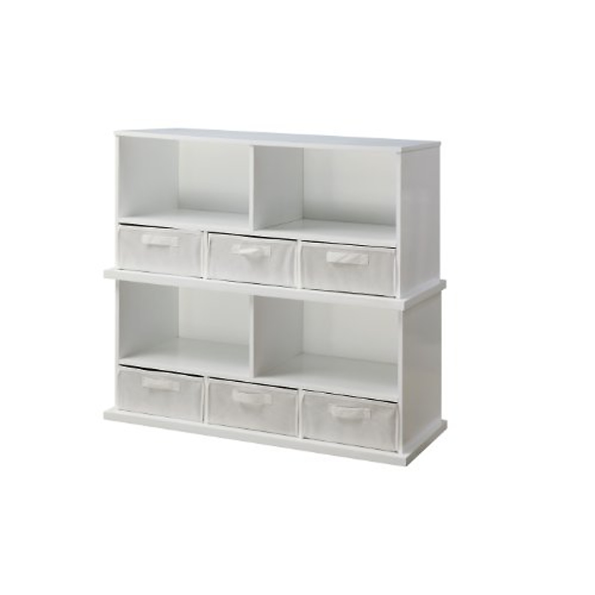 Stackable 5 Shelf Storage Organizing Cubby with 3 Fabric Baskets