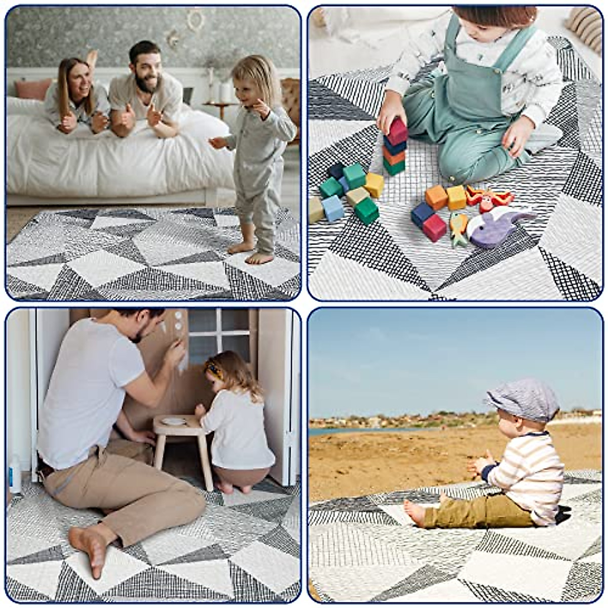 Baby Play Mat for 50"x50" Playpen,Kids Tents Mat Cotton,Foldable Crawling Mat for Floor,One-Piece Crawling Mat Non Slip Baby Mat for Floor,Portable Travel Large Play Mats