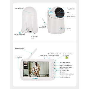 LONNKY Baby Monitor with Camera and Audio, 5" Color Display with 1080P Pan 355°/Tilt 65° Camera, 2-Way Audio, 16ft Night Vision, Temperature & Sound Alarm, Up to 1000ft Range, Support Playback