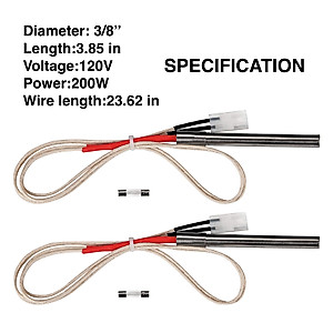 GRILLME 2 Sets Grill Hot Rod Ignitor Kit with 2 Pieces Fuses Replacement Parts for Traeger Wood Pellet Grills