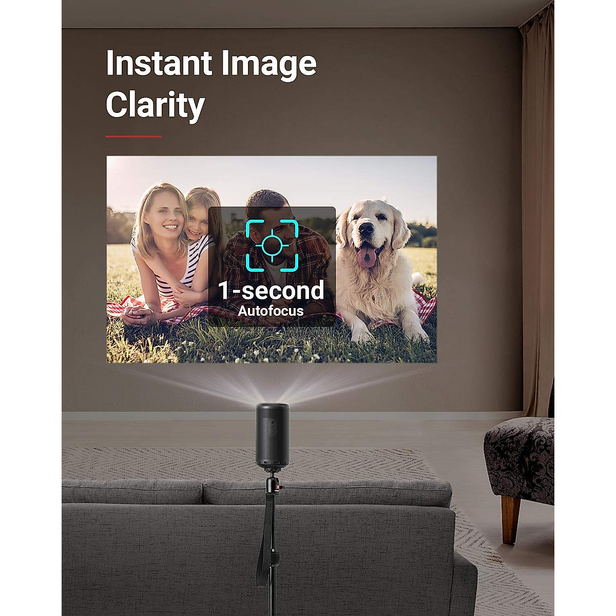 Anker NEBULA Capsule Max, Pint-Sized Wi-Fi Mini Projector, 200 ANSI Lumen Portable Projector, Native 720p HD, 8W Speaker, Movie Projector, 100 Inch Picture, 4Hr Video Playtime, Home Theater