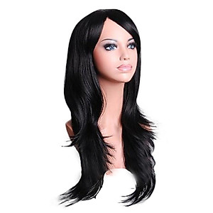 AneShe Wigs 28" Long Wavy Hair Heat Resistant Cosplay Wig for Women (Black)