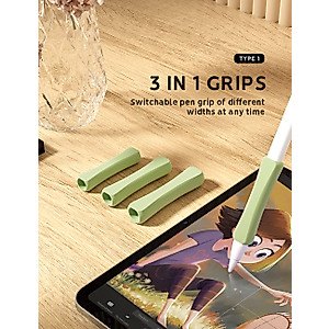 5 Pack Pencil Grips Compatible with Only Apple Pencil 2nd Generation Silicone Ergonomic Design Sleeve Holder(Mint Green)