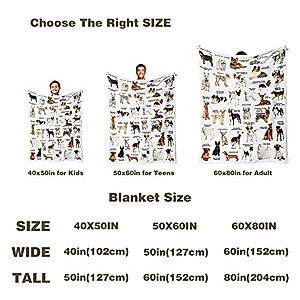 Dog Blanket for Adult Mens Womens, Ultra Soft Dog Throw Blanket for Dog Lovers, Lightweight Warm Cozy Blanket with Dog Pattern Plush Gifts for Christmas Thanksgiving Bed Couch Sofa 60x80in