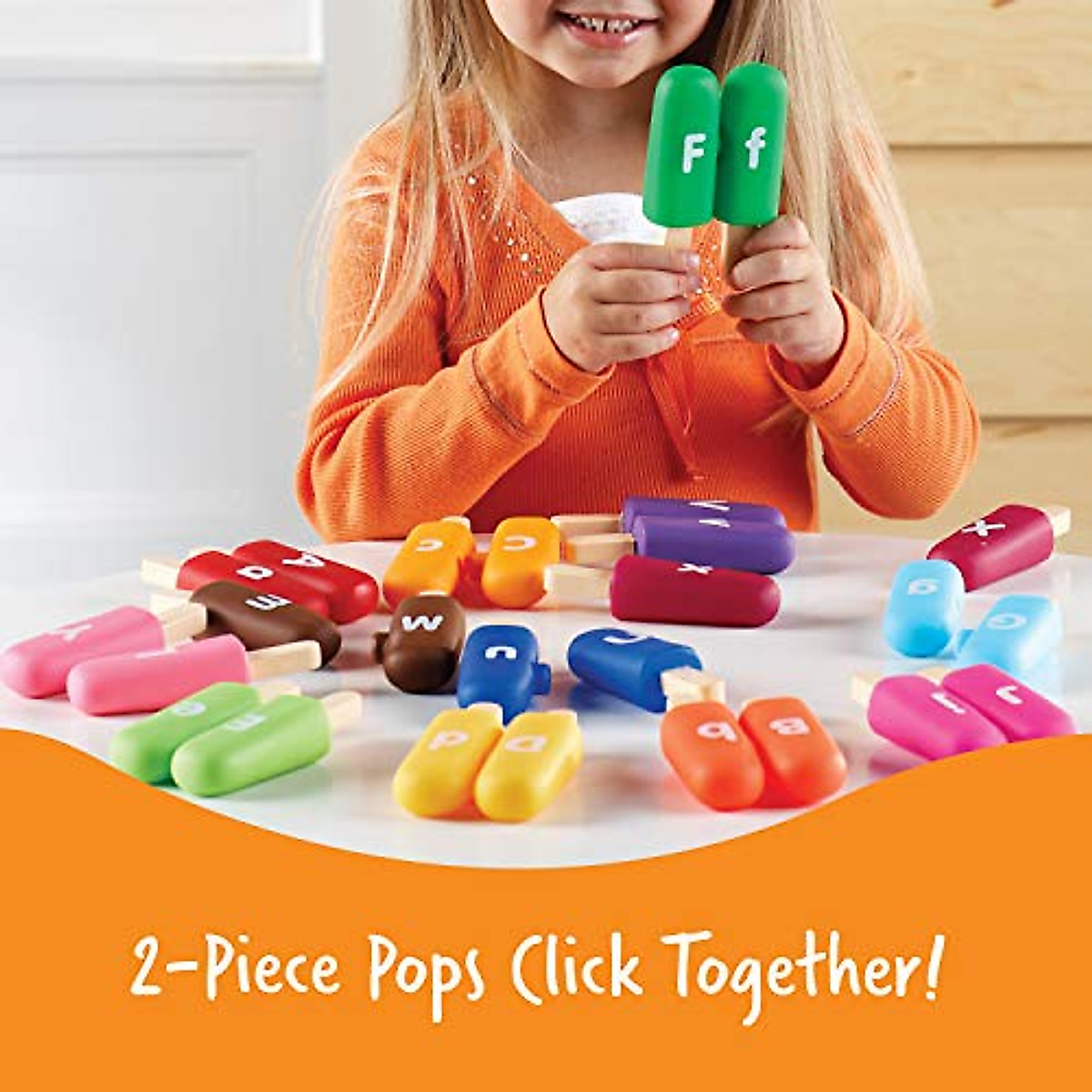 Learning Resources Smart Snacks Alpha Pops, Alphabet Matching & Fine Motor Skills Toy, 26 Double Sided Pieces, Ages 2+,Multi-color
