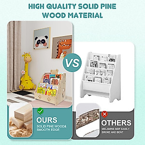 Stranthother Kids 5 Tier Bookshelf and Toy Organizer Bear Montessori Bookshelf for Kids Magazine Rack Book Display Organizer Classroom Bookshelves for Kids Bedroom,PlayroomNursery Kids Furniture