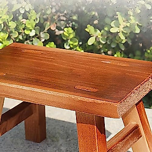 CozyHaus 8Inch Solid Wooden Step Stool,Small Footstool for Kids & Adults Small Bench Plant Stand Fishing Stool, Perfect for High Beds, Kitchen, Bathroom, Closet, Fishing (Yellow)