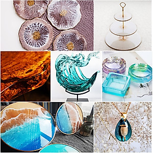 Epoxy Resin Crystal Clear Coating Kit 300ml - 2 Part Casting Resin For Art, Craft, Tumbler, Jewelry Making, Bonus Glove, Mixing Stick, Graduated Cup, Resin Pigment, Glitter, Dispensing Cup, Tablecloth