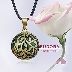 EUDORA Harmony Necklace Pregnancy Vintage Bola Ball Chime Bola Ball Wishing Pendant, Long 30" & 45" Rope for Women