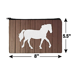 Horse Silhouette Cowboy Western Pencil Pen Organizer Zipper Pouch Case