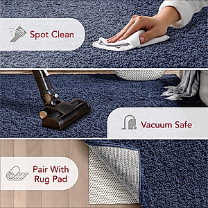 nuLOOM Marleen Contemporary Shag Area Rug, 4' Square, Navy