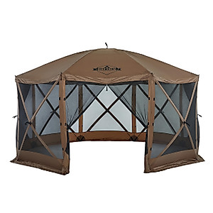 Hike Crew Extra Large 14.5’ x 14.5’ Pop-Up Gazebo Screen Tent | Screened 8-Sided Instant Outdoor Canopy Shelter w/Stakes, Ropes & Carry Bag for Camping, Sports, Picnic Table | UV Resistant SPF 50+