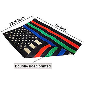 Mogarden Thin Blue Green Red Line Garden Flag, Double Sided 12.5 x 18 Inch, Support Police Military and Firefighters, Premium Burlap Small American First Responders USA Yard Flag