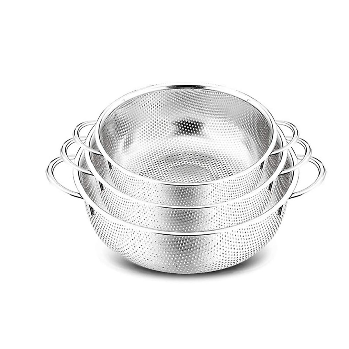 Hemoton Stainless Steel Colanders Strainers Micro- Perforated Kitchen Strainer with Handle Drain Baskets for Fruits Vegetable Cleaning Washing Mixing 16. 5cm
