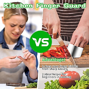 Andibro 4PCS Stainless Steel Finger Shield, Knife Finger Guards for Cutting Food and Vegetables Stainless Steel Finger Protector Safe Chopping Tools for Slicing Dicing Chopping