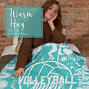InnoBeta Volleyball Gifts for Teen Girls & Team, Volleyball Throw Blanket - 50 x 65 inches (Teal)