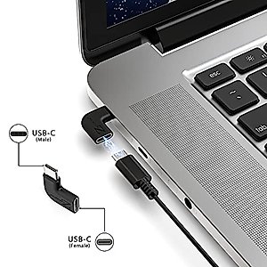 Cellularize Right Angle USB C Adapter USB C 90 Degree Adapter 40Gbps Low Profile Male to Female Extender 240W Thunderbolt 4/3 Data for Steam Deck Notebook Tablet Mobile Phone (3 Pack)