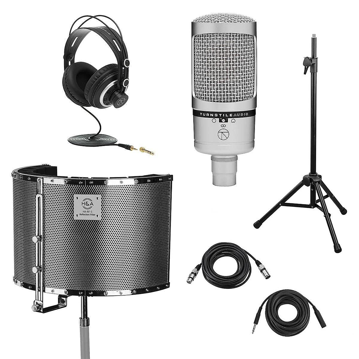Turnstile Audio Concourse Series TAC700 Multi-Pattern Condenser Microphone, Bundle with H&A Reflection Filter, Silver