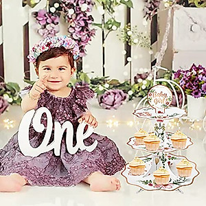 3 Tier Baby Shower Cupcake Stand for Baby Girl Shower Welcome Baby Gender Reveal Birthday Party Supplies Decorations