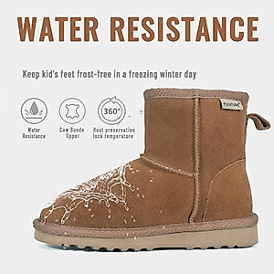FANTURE Kids Snow Boots Boys Girls Winter Boots Cow Suede Warm Faux Fur Lined Durable Shoes(Little Kid/Big Kid) U422TX902.SA-Chestnut-32