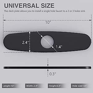 GIMILI 10 Inch Hole Cover Deck Plate Escutcheon for Kitchen Sink Faucet Single Hole Matte Black