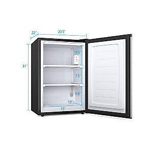 NAFORT Compact Upright Freezer 3.0 Cu. Ft. with Stainless Steel Single Door, Small Freezing Machine with Reversible Door, 7 Grade Adjustable Thermostat for Home Office