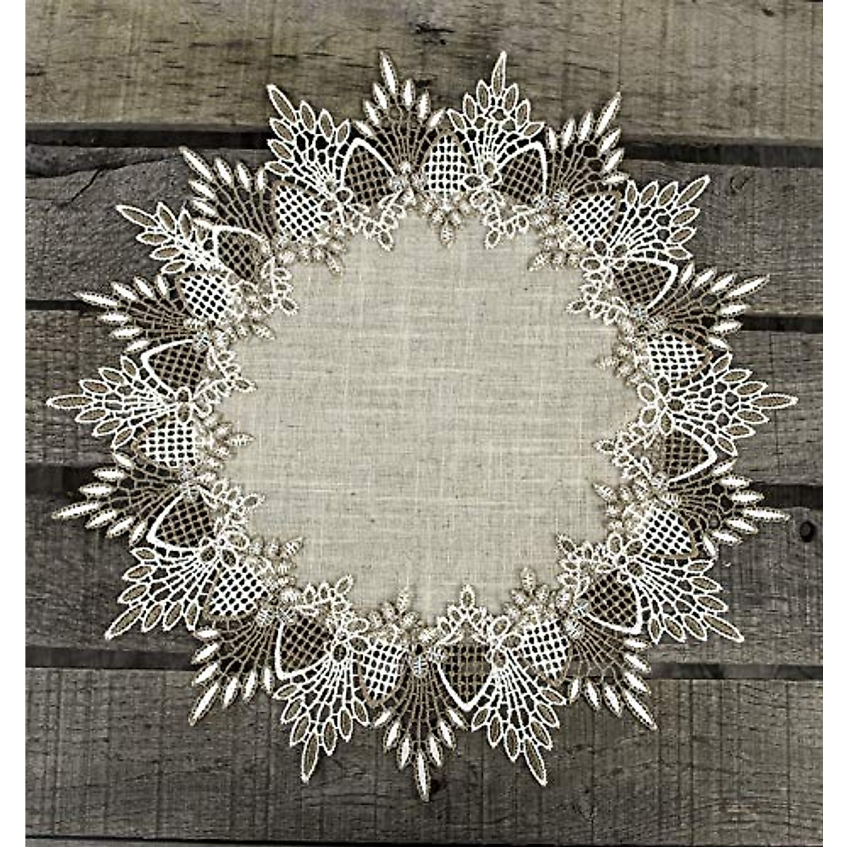 Lace Doily Neutral Earth Tones Table Topper Scarf Place Mat Round Doily (15 inch Round)